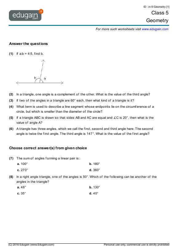98 MATH WORKSHEET FOR GRADE 5 CBSE